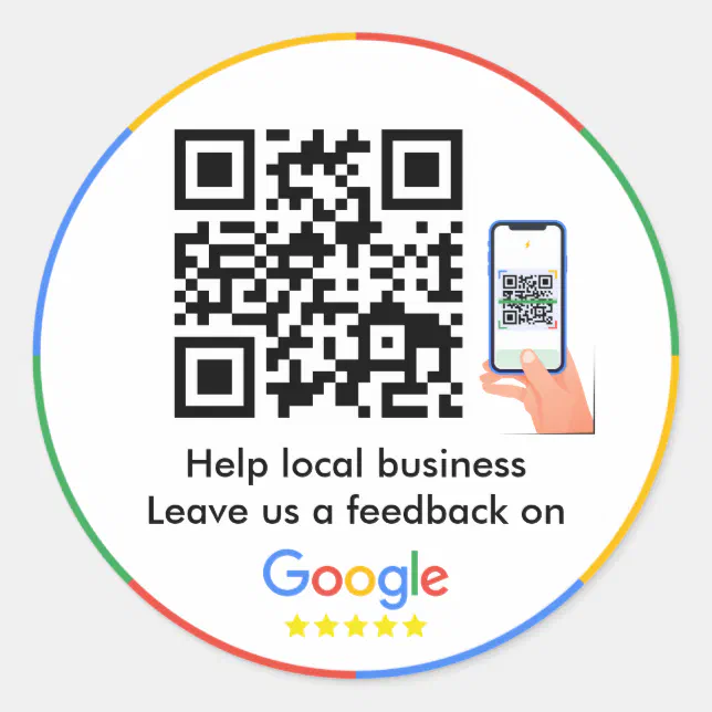 Google Review QR Code Classic Round Sticker | Zazzle