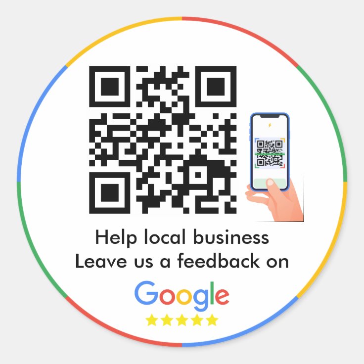 Google Review QR Code Classic Round Sticker | Zazzle