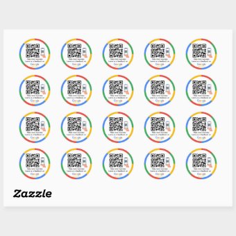Google Review QR Code Classic Round Sticker | Zazzle