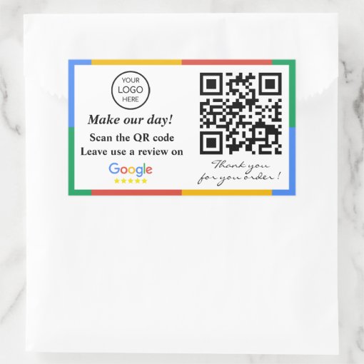 Google Review QR Code Rectangular Sticker | Zazzle