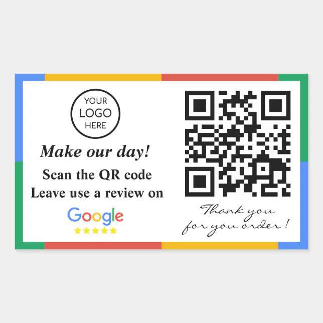 Google Review QR Code Rectangular Sticker | Zazzle