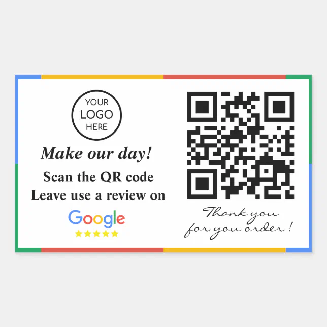 Google Review QR Code Rectangular Sticker | Zazzle
