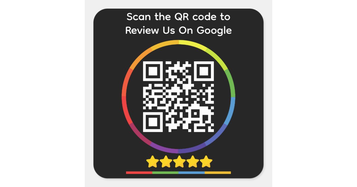 Google Review QR Code Square Sticker | Zazzle