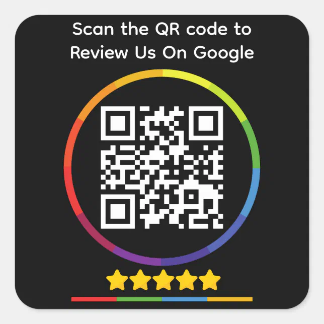 Google Review QR Code Square Sticker | Zazzle