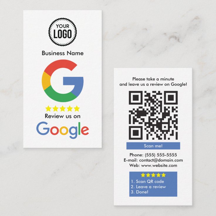 Google Review With QR Code Link Business Card | Zazzle