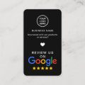 Google Review With QR Code Sleek Black Business Card | Zazzle