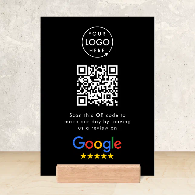 Google Reviews Business Rating Link QR Code Black Holder | Zazzle