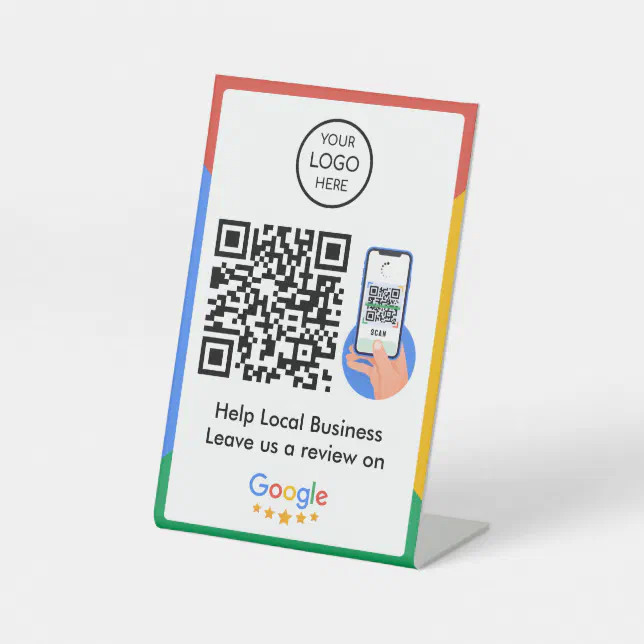 Google Reviews Business Review Link QR Code Pedestal Sign | Zazzle