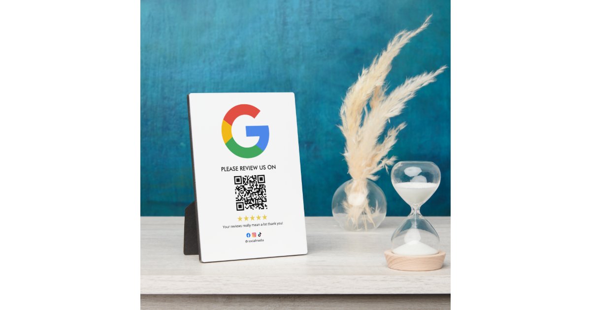 Google Reviews Easel Sign | QR Code Display Plaque | Zazzle