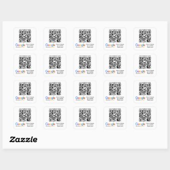 GOOGLE REVIEWS QR code Custom Branded Square Sticker | Zazzle