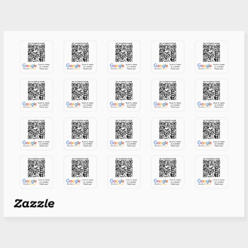 GOOGLE REVIEWS QR code Custom Branded Square Sticker | Zazzle
