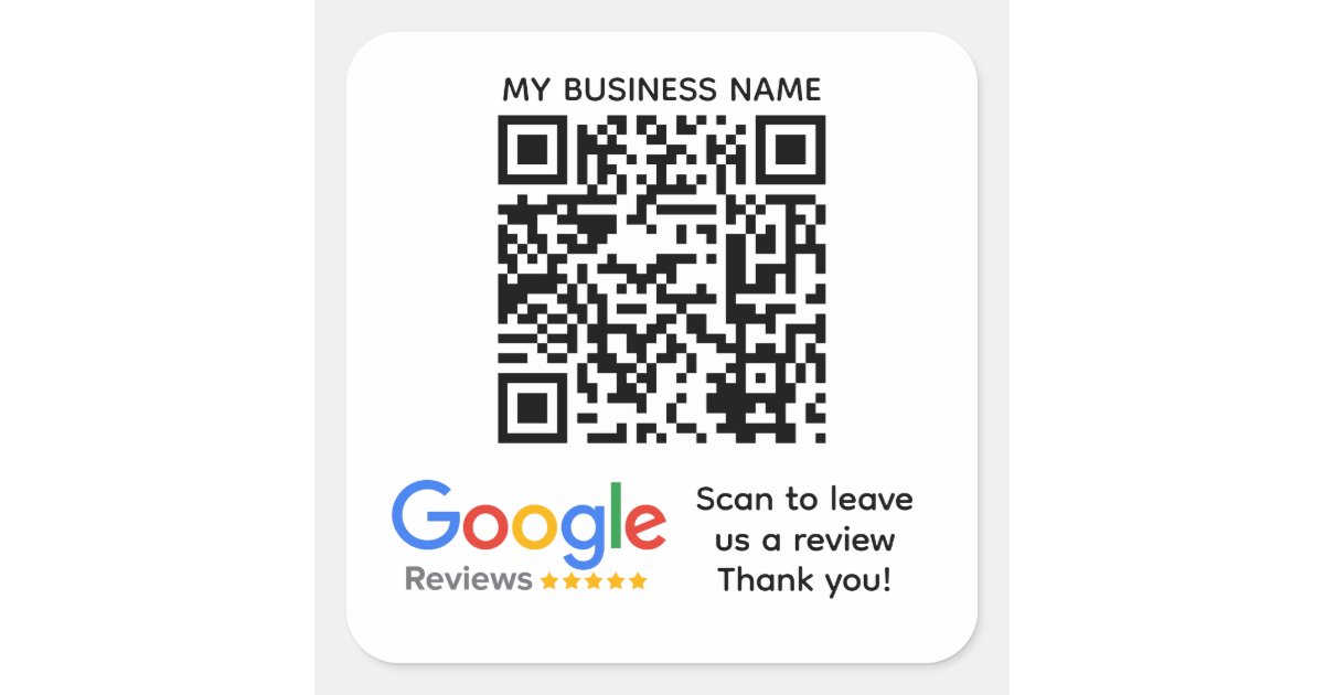 GOOGLE REVIEWS QR code Custom Branded Square Sticker | Zazzle