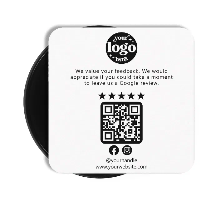 Google Reviews QR Code Modern Company Logo Square Business Card | Zazzle