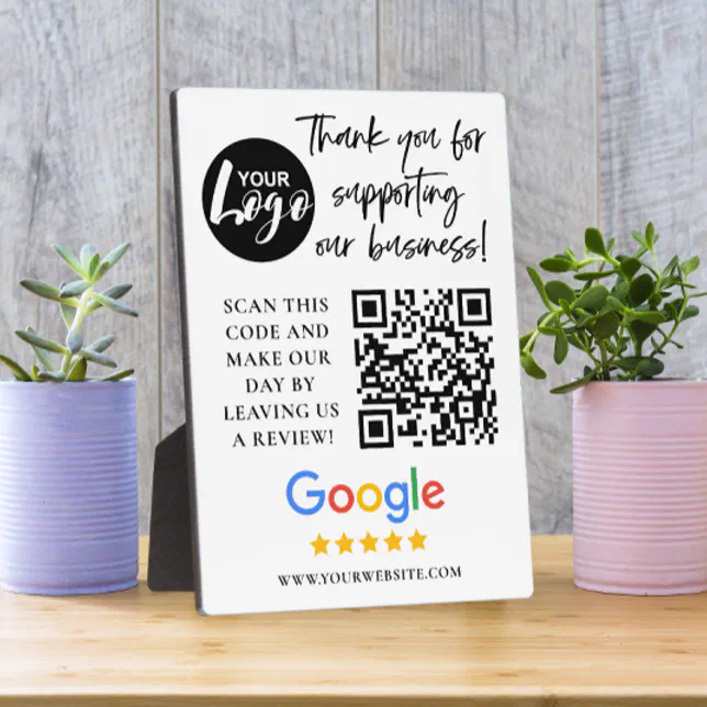 Google Reviews Thank You Logo QR Code Plaque | Zazzle