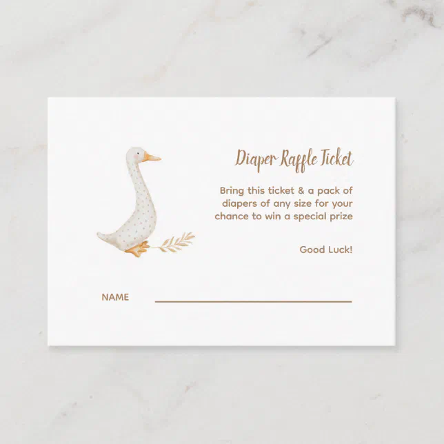 Goose Baby Shower Diaper Raffle Ticket Enclosure Card | Zazzle