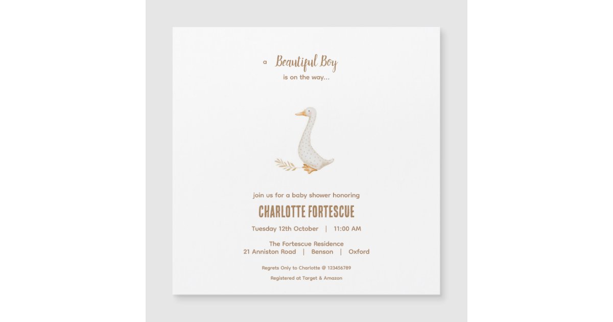 Goose Baby Shower Invitation Magnetic Card | Zazzle
