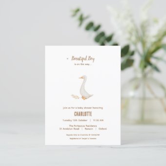 Goose Baby Shower Invitation Postcard | Zazzle