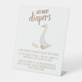 Goose Baby Shower LAte Night Diapers Pedestal Sign | Zazzle