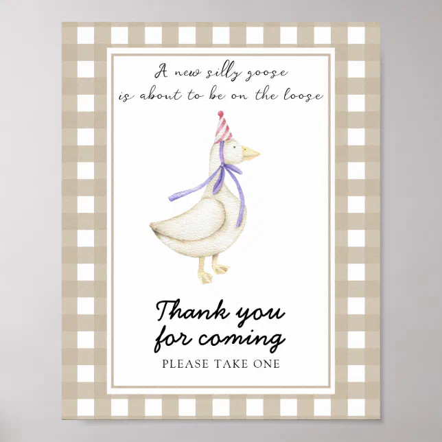 Goose baby shower - Thank you for coming Poster | Zazzle