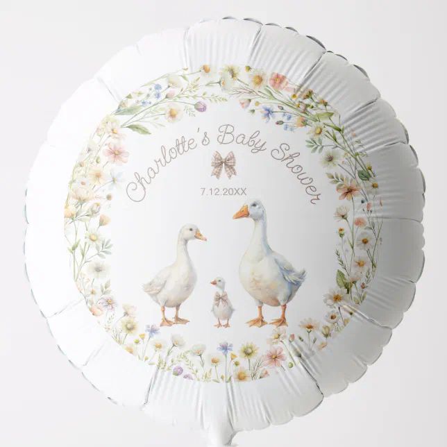 Goose Family Wildflower Baby Shower Balloon | Zazzle