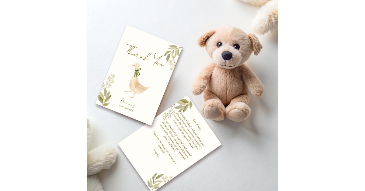 Goose nursery rhymes baby shower thank you card | Zazzle