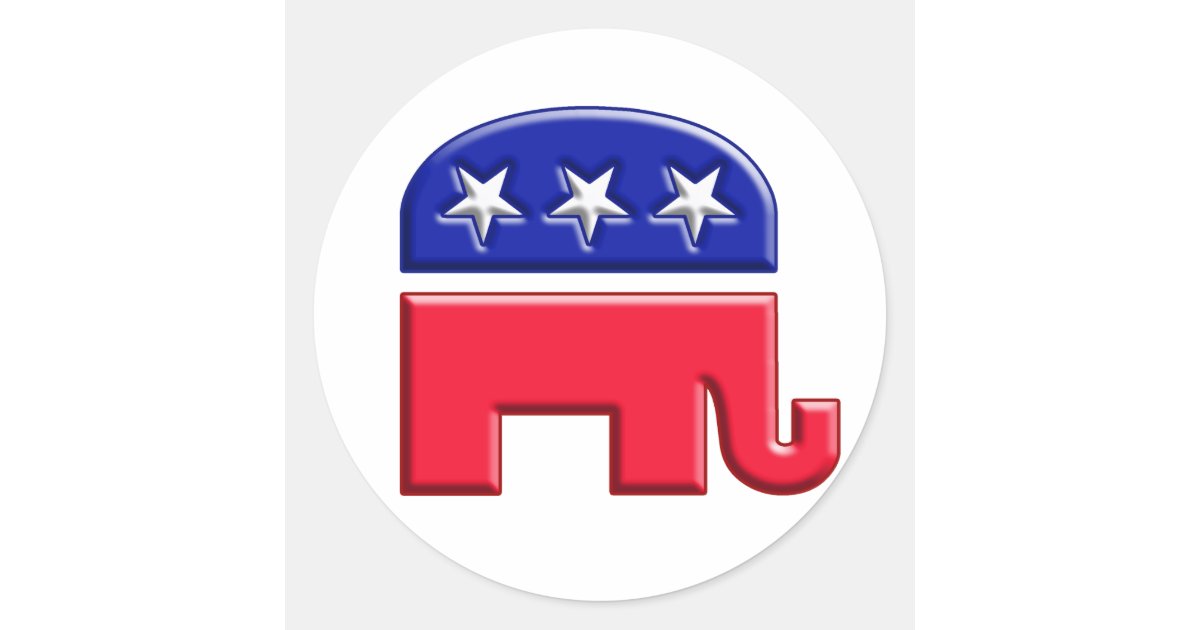 GOP Elephant Logo Classic Round Sticker | Zazzle