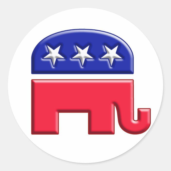 GOP Elephant Logo Classic Round Sticker | Zazzle.com