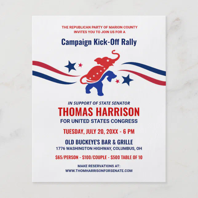 GOP Fundraising Campaign Kickoff Budget Flyer | Zazzle