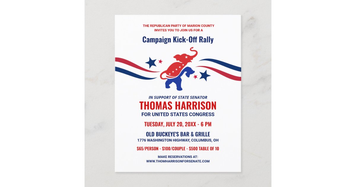 GOP Fundraising Campaign Kickoff Budget Flyer | Zazzle