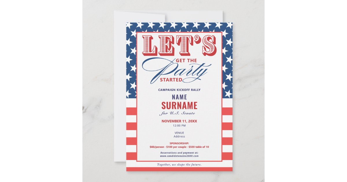 GOP Political Fundraising 2026 Campaign Kickoff Invitation | Zazzle