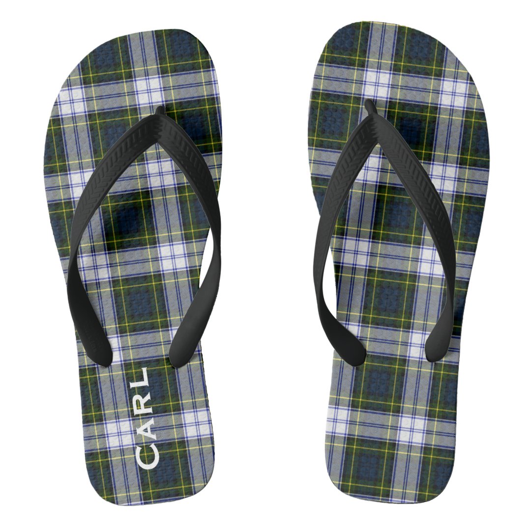 Gordon Dress Plaid Personalized Flip Flops | Zazzle