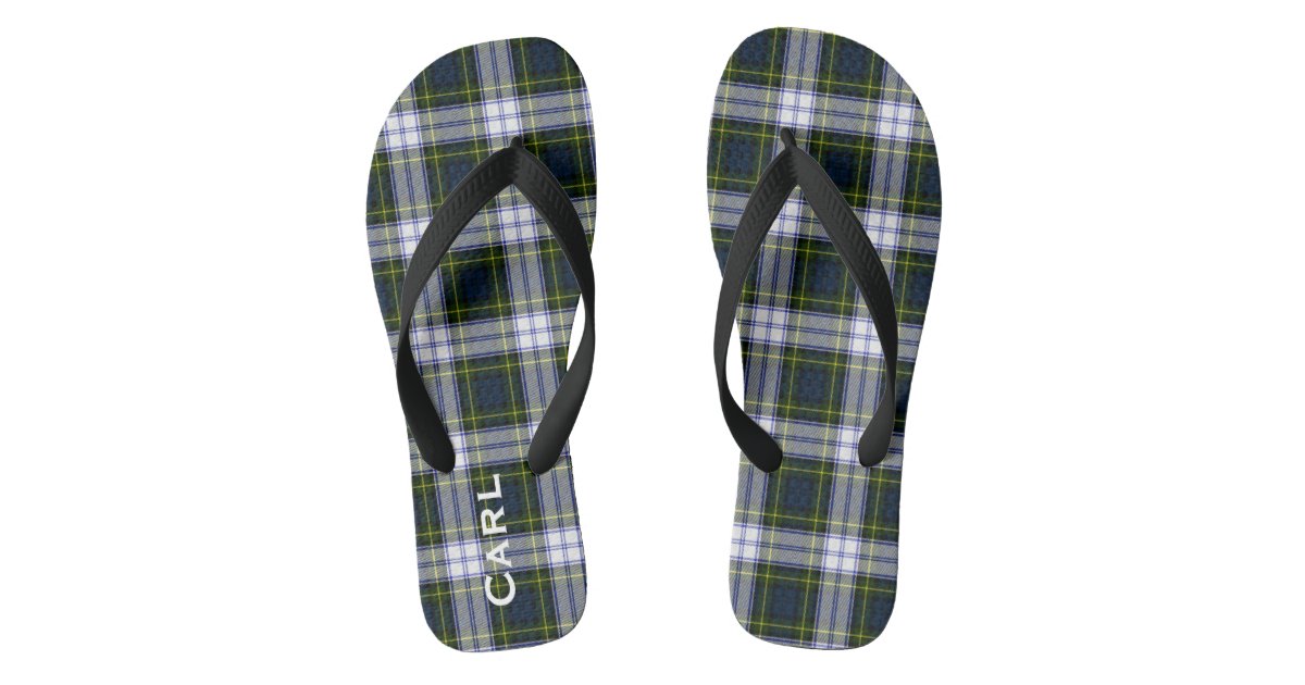 Gordon Dress Plaid Personalized Flip Flops | Zazzle