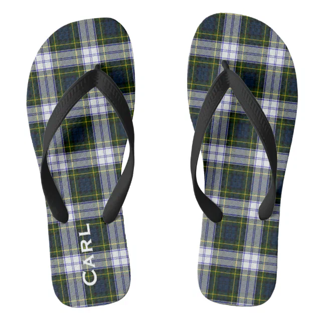 Gordon Dress Plaid Personalized Flip Flops | Zazzle