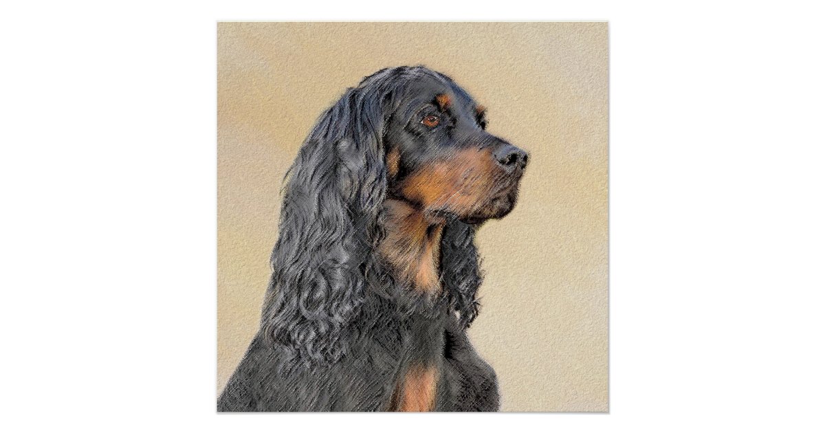 Gordon Setter Painting - Cute Original Dog Art Poster | Zazzle
