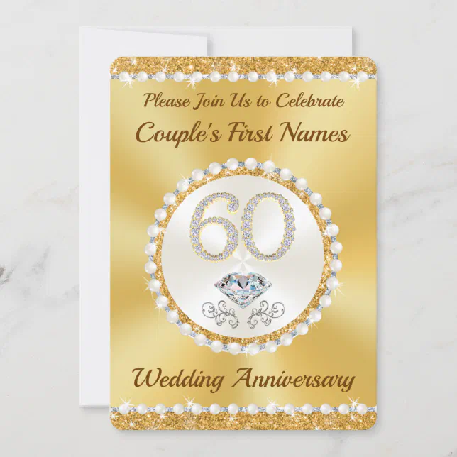 Gorgeous, 60th Wedding Anniversary Invitations | Zazzle