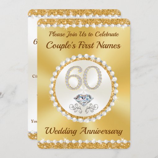 Gorgeous, 60th Wedding Anniversary Invitations | Zazzle