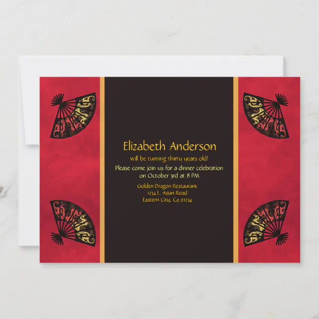 Gorgeous Asian Fan Invitation | Zazzle