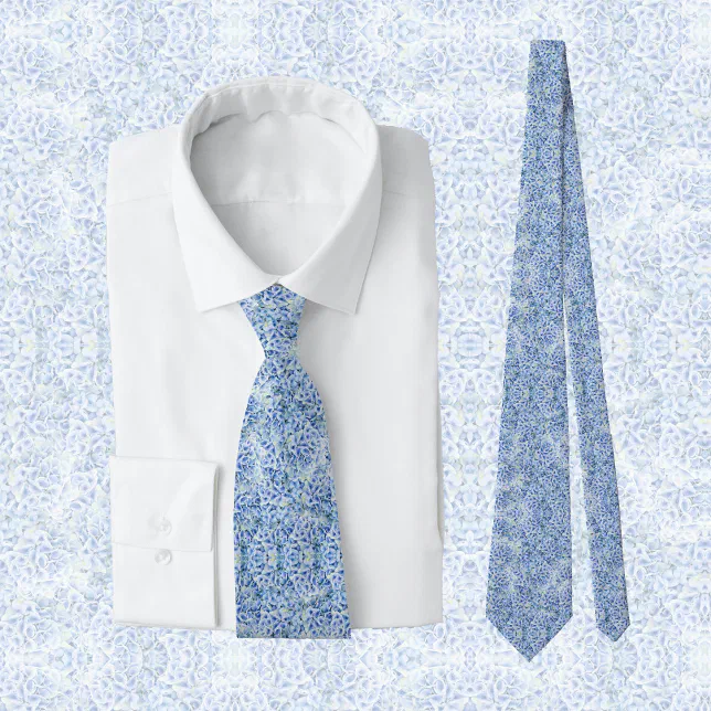Gorgeous blue hydrangeas - floral pattern neck tie | Zazzle