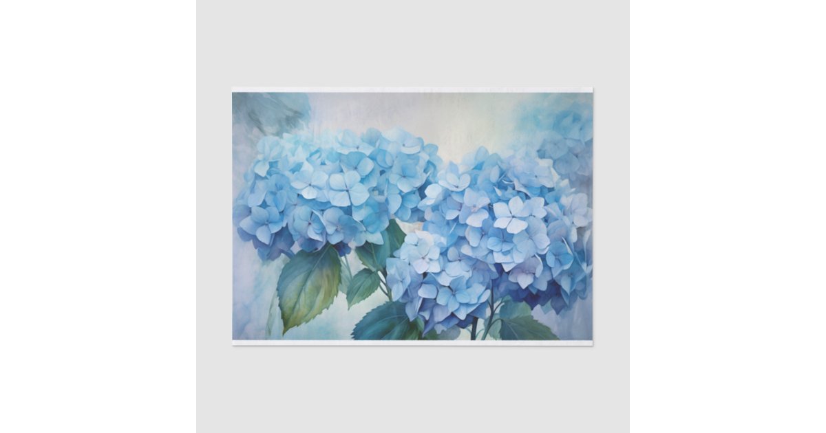 Gorgeous Blue Watercolor Hydrangea Decoupage Tissue Paper | Zazzle