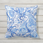 Chic Antique Dutch Delfts Blue Floral Pattern Throw Pillow | Zazzle.com