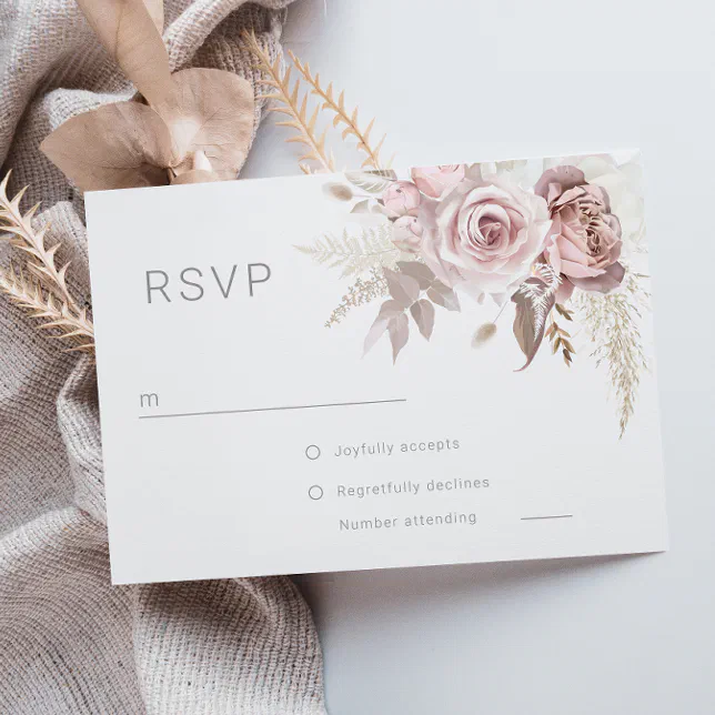 Gorgeous Blush Floral Modern Wedding RSVP Card | Zazzle
