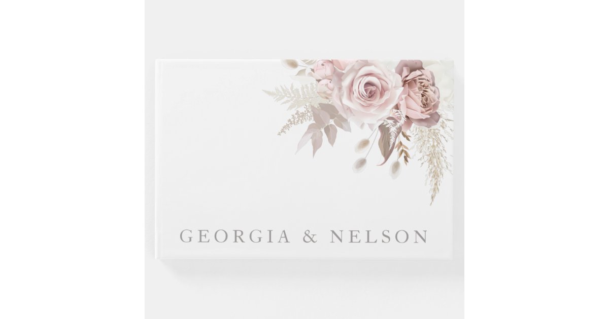 Gorgeous Blush Floral Wedding Guest Book Zazzle