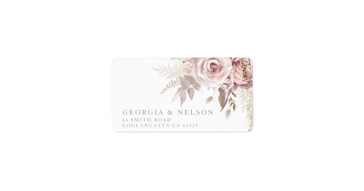 Gorgeous Blush Floral Wedding Return Address Label | Zazzle