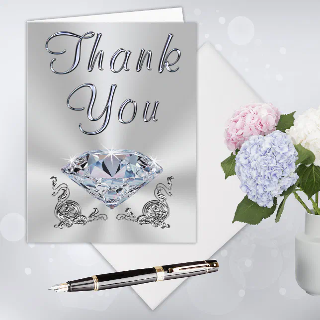 Gorgeous Diamond Anniversary Thank You Notes Cards | Zazzle