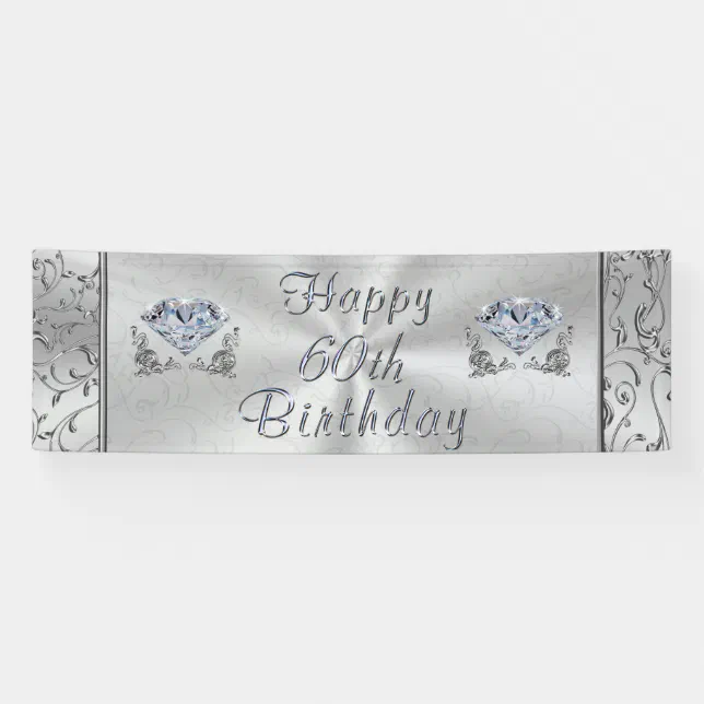 Gorgeous Diamond Happy 60th Birthday Banner | Zazzle