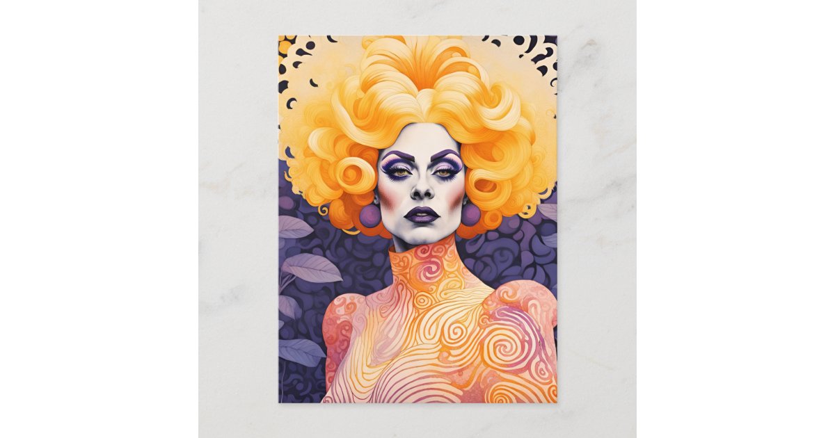 Gorgeous Drag Queen Red Hair Postcard | Zazzle