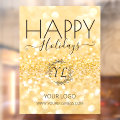 Gorgeous Elegant Gold Glitter Happy Holidays Window Cling | Zazzle