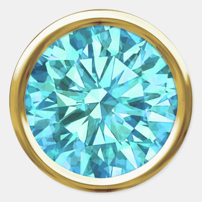Gorgeous Gem Blue Green Classic Round Sticker | Zazzle