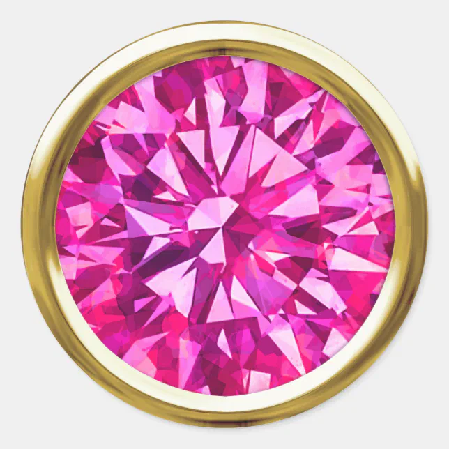 Gorgeous Gem Pink Classic Round Sticker | Zazzle