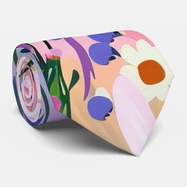Gorgeous Geometric Shapes Floral Pattern Neck Tie | Zazzle